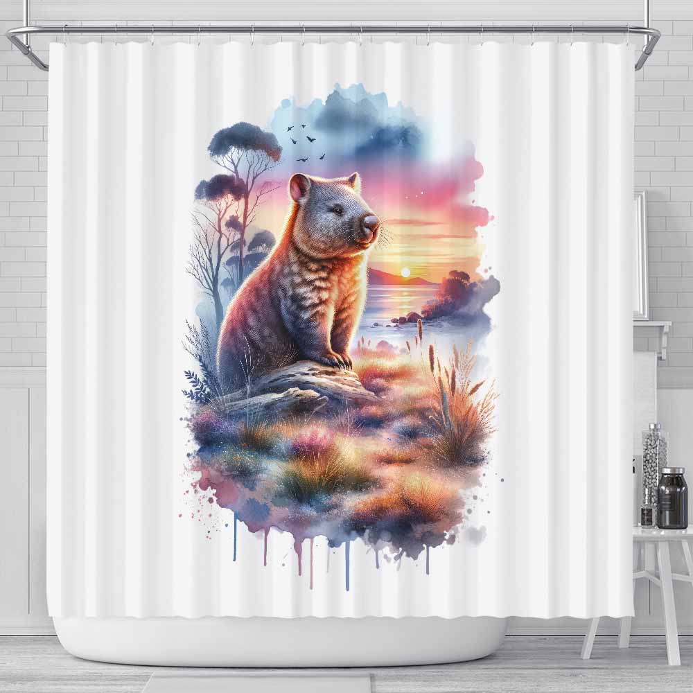 Dusk Til Dawn Wombat Shower Curtain Australia – Little Squiffy