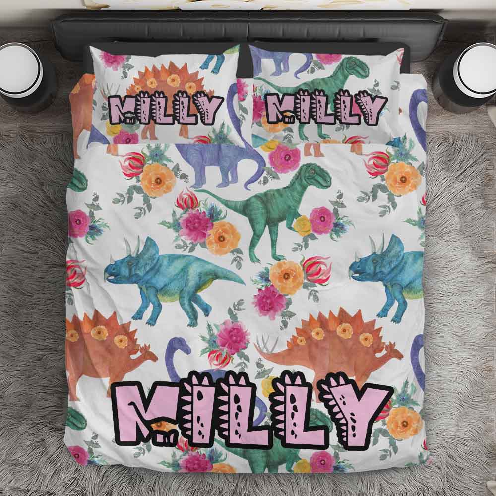 Floral Dinosaurs Personalised Doona Cover Set Australia – Little Squiffy