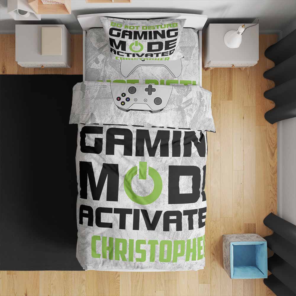 Gaming Mode Activated Personalised Quilt Cover Set – Little Squiffy