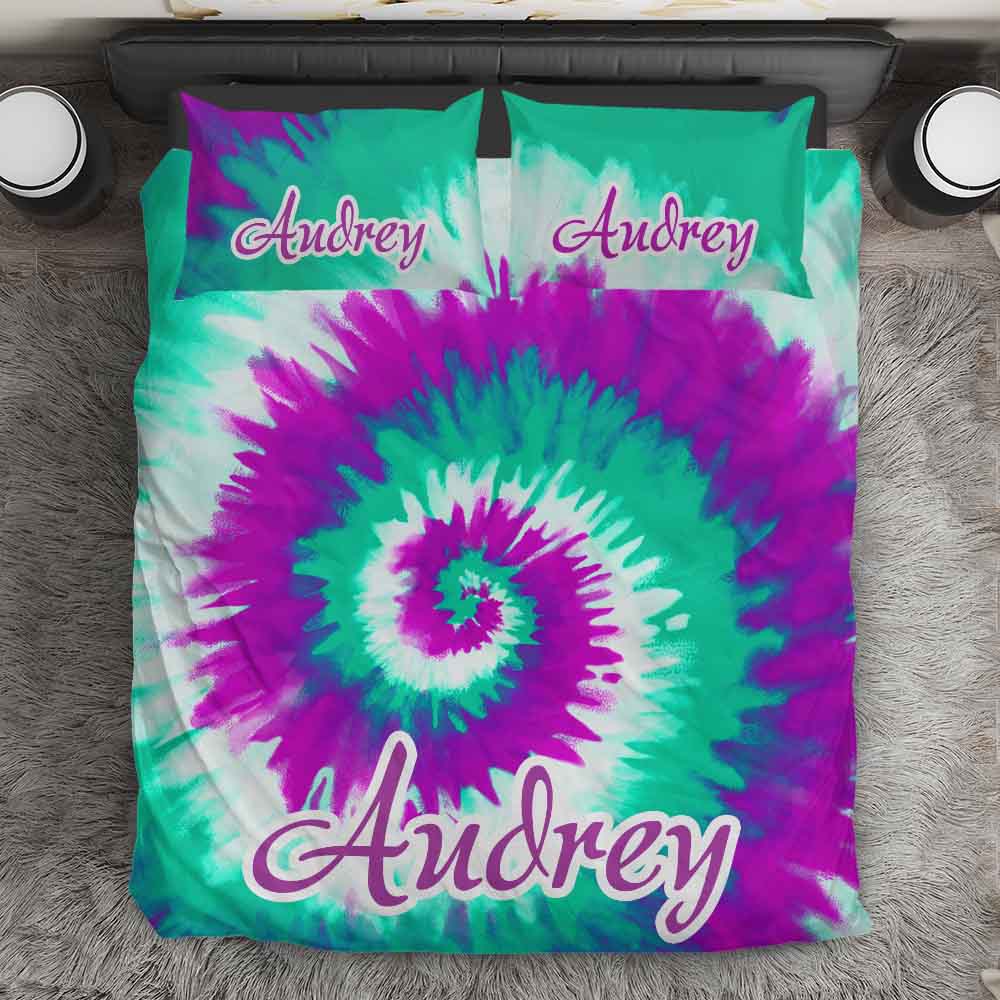 Purple Teal Tie Dye Personalised Doona Cover Set Australia – Little Squiffy