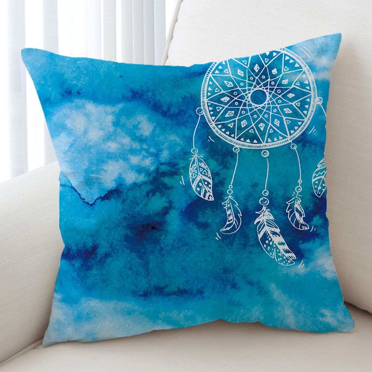Bahaman Sea Blue Dreamcatcher Cushion Cover – Little Squiffy