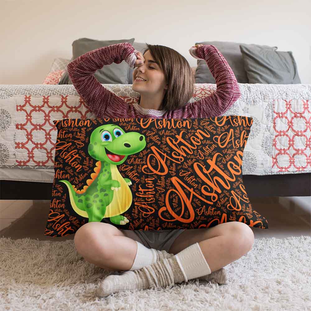 Dinosaur Character Name Personalised Pillow Case Australia – Little Squiffy