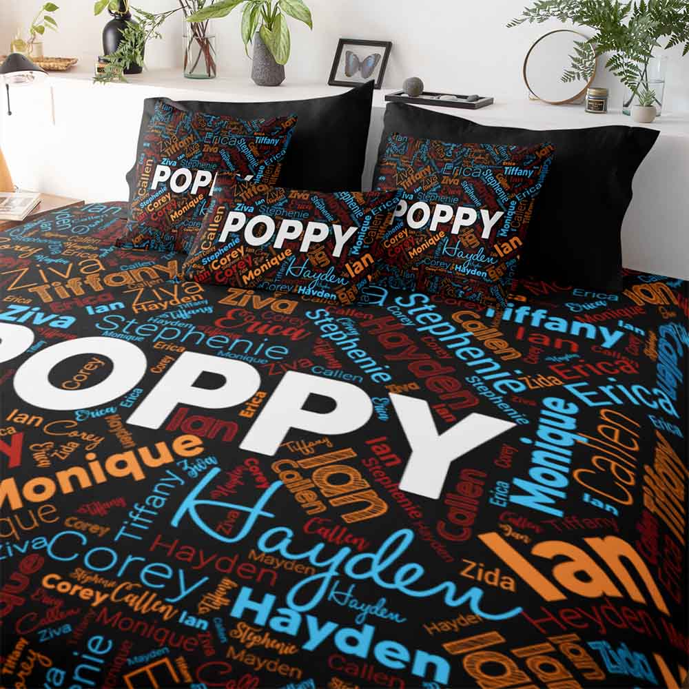Mega Family Names Personalised Quilt Cover Set Australia – Little Squiffy