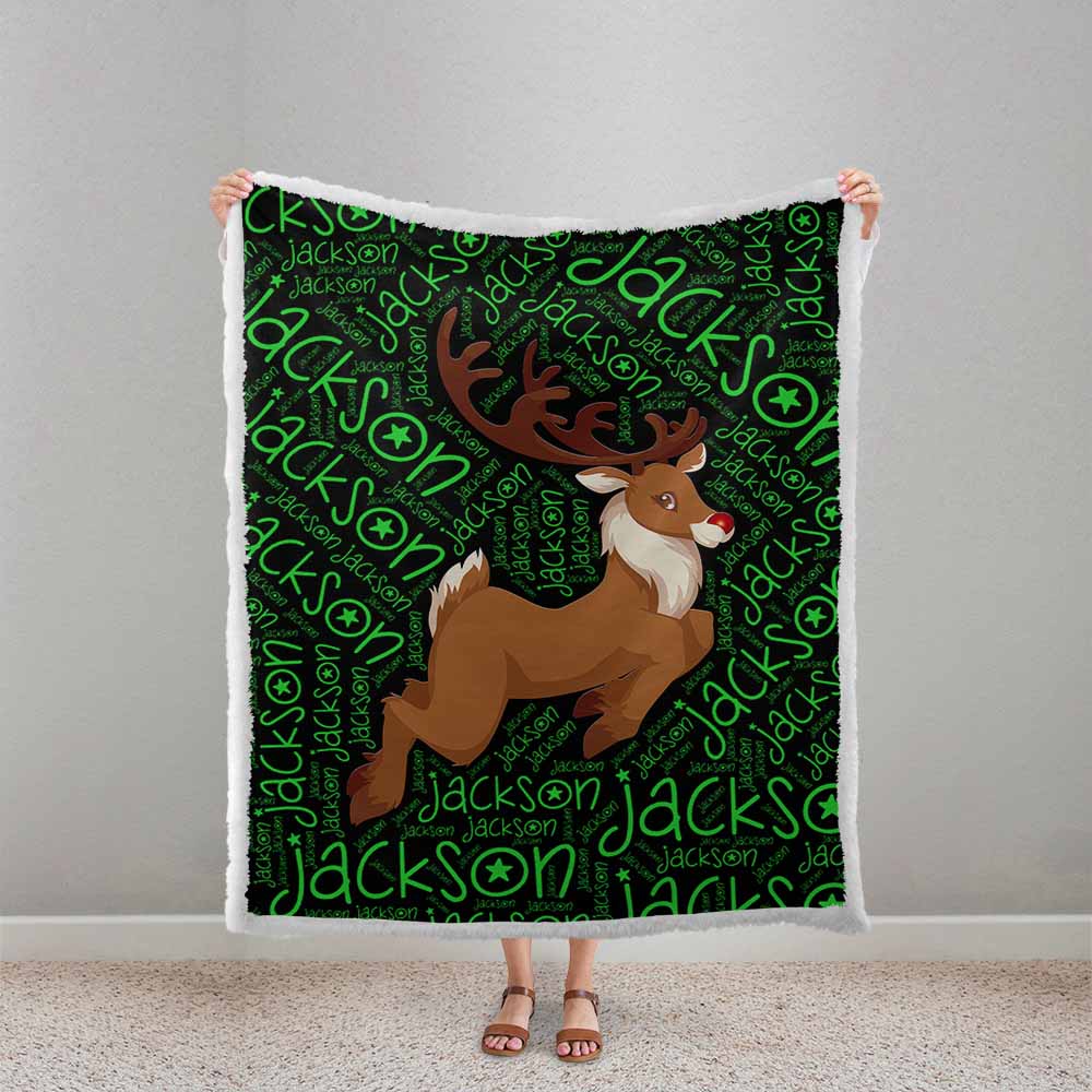 Rudolph Character Name Personalised Blanket – Little Squiffy